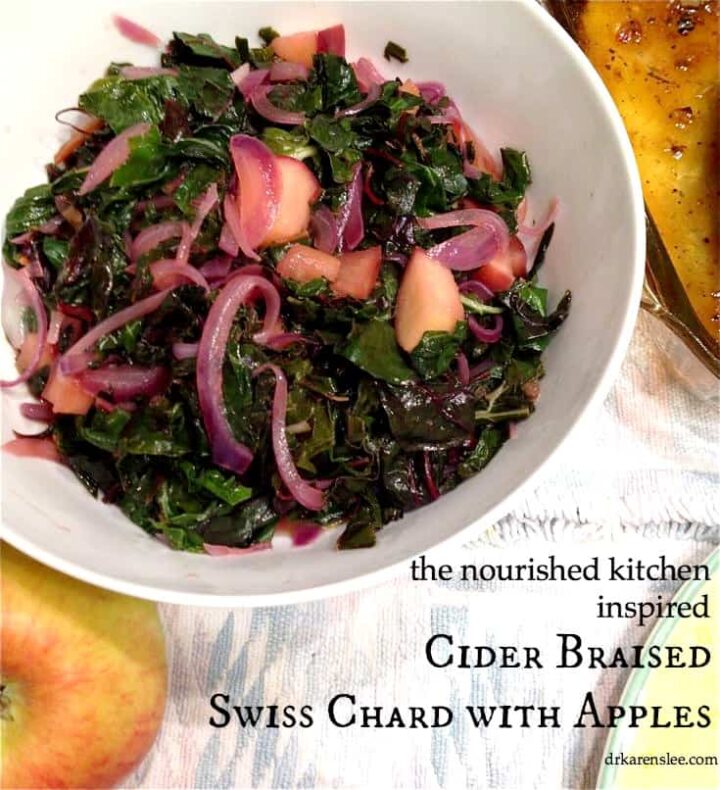 cider braised swiss chard with apples