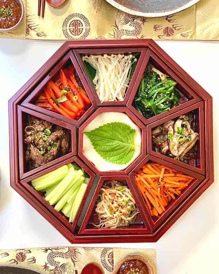 Platter of Nine Korean Delicacies - Gu Jeol Pan (구절판) - Dr. Karen S. Lee